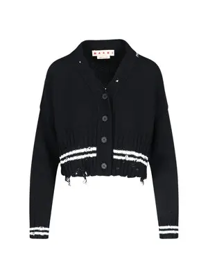 Marni V-neck Wool Cardigan - Black