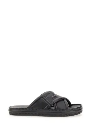 Fendi Leather Crossband Sandals