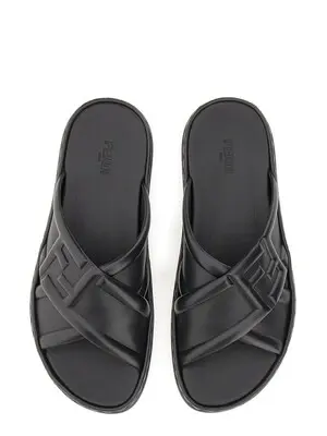 Fendi Leather Crossband Sandals