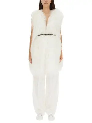 Women's White Fur Vests