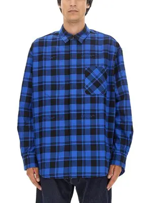 Off-White Check Print Shirt - Blue