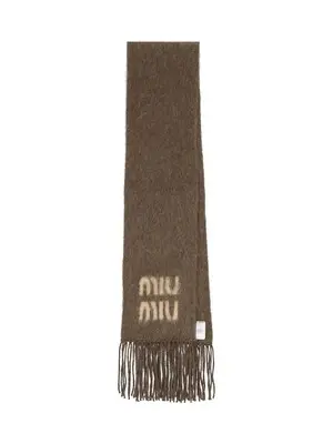 AND WANDER Logo Scarf Brown