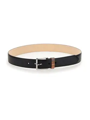 Paul Smith Leather Belt With Silver-tone Hardware - Black