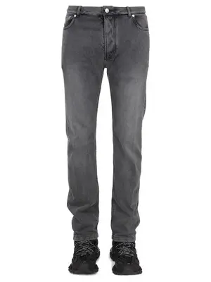 Balenciaga Straight Leg Jeans With Logo Patch