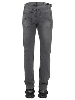Balenciaga Straight Leg Jeans With Logo Patch