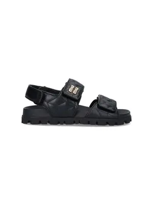 Miu Miu Logo Sandals - Black