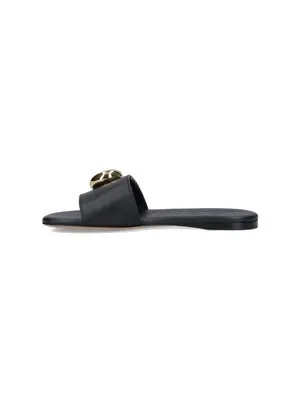Loewe Pebble Leather Sandals - Black
