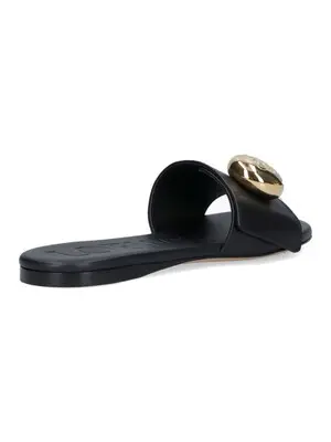 Loewe Pebble Leather Sandals - Black