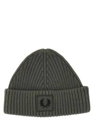Fred Perry Beanie Hat With Logo - Grey