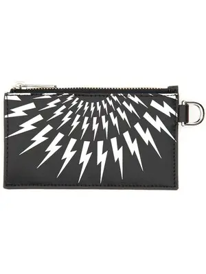 Neil Barrett Card Holder With Strap - Black