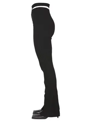 ANDREĀDAMO Ribbed Trousers With Cutout Belt - Black