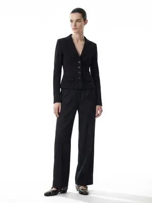 Giorgio Armani Single-breasted Virgin Wool Blazer - Black