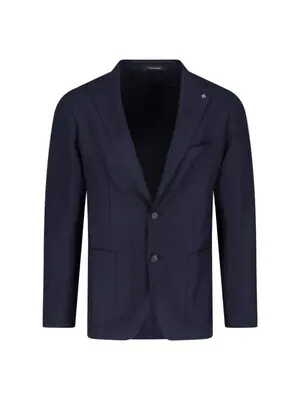 Giorgio Armani Single-breasted Virgin Wool Blazer - Blue