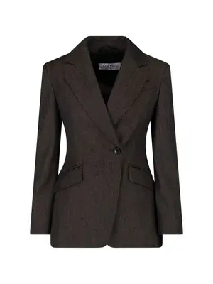 Giorgio Armani Single-breasted Virgin Wool Blazer - Brown