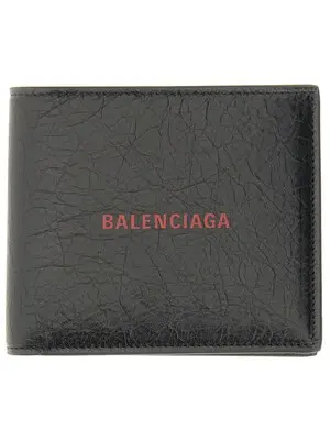 Balenciaga Bi-fold Leather Wallet - Black