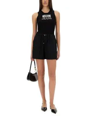 Moschino Cotton Wide Leg Shorts - Black
