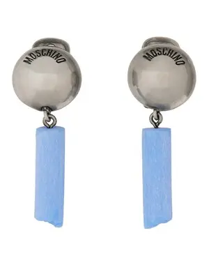 Moschino Logo Earrings - Azure