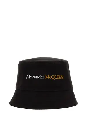 Alexander McQueen Bucket Hat With Logo - Black
