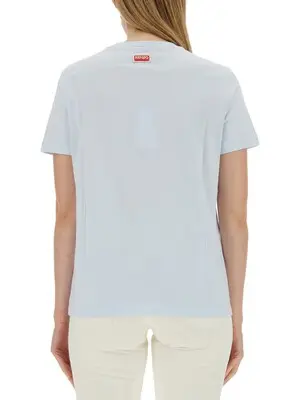 Kenzo T-shirt With Tiger Embroidery - Azure