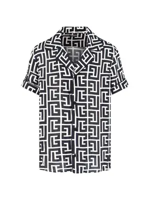 Balmain Monogram' Viscose Shirt - Black