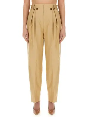 Victoria Beckham Pants With Gathered Waist - Beige