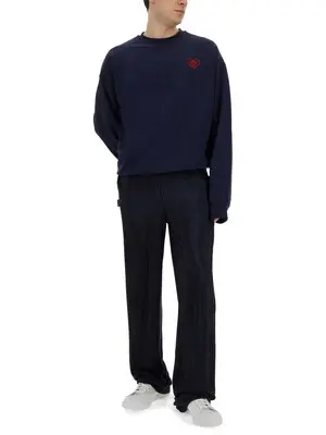 FAMILY FIRST Pleated Relaxed Fit Trousers - Blue