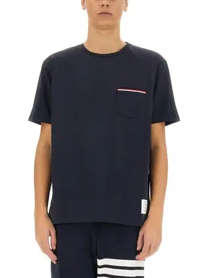 Thom Browne T-shirt With Pocket - Blue