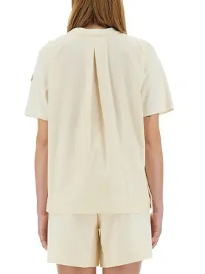 Moncler T-shirt With Side Buttons - Ivory