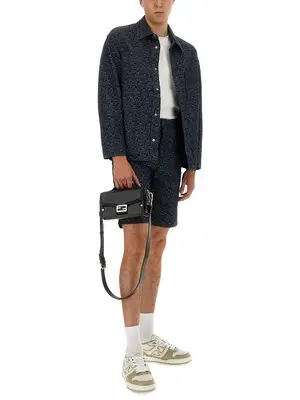 Fendi Ff Jacquard Denim Shorts - Blue