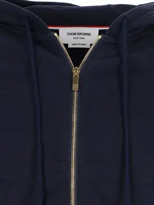 Thom Browne Zipped Hoodie With 4-bar - Blue