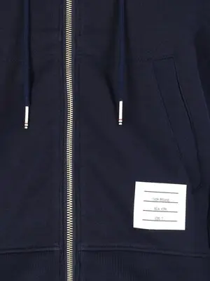 Thom Browne Zipped Hoodie With 4-bar - Blue