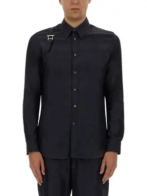 Alexander McQueen Harness Shirt With T Buckle - Blue