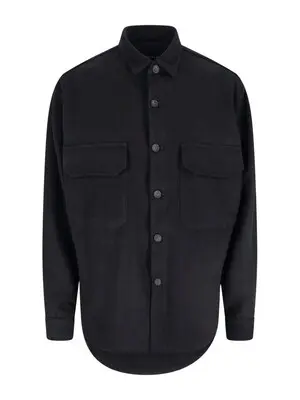 WHITE SAND Wool Blend Shirt - Black