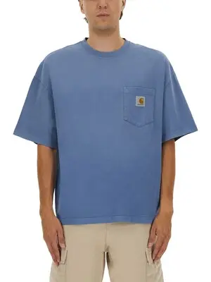 Carhartt Work In Progress "hudson Pocket" T-shirt Baby Blue