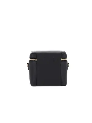 Thom Browne Metallic Leather Pouch With Chain Strap - Black