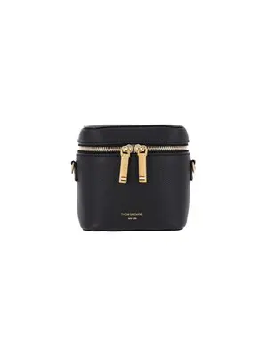 Thom Browne Metallic Leather Pouch With Chain Strap - Black