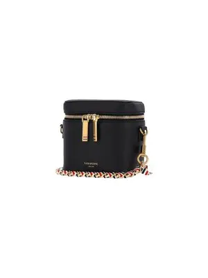 Thom Browne Metallic Leather Pouch With Chain Strap - Black