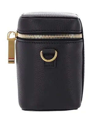 Thom Browne Metallic Leather Pouch With Chain Strap - Black