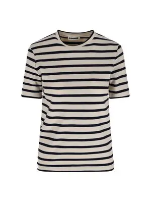 JIL SANDER Striped Cotton Crewneck T-shirt