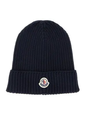 Moncler Logo Beanie Hat - Blue