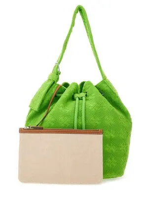 Tory Burch Oversized T Monogram Bucket Bag - Green