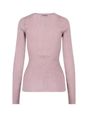Rick Owens Ribbed Long Sleeve Sweater - Pink