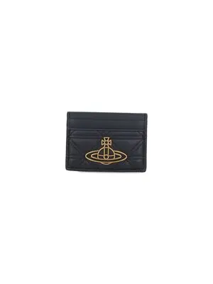VIVIENNE WESTWOOD Quilted Logo Card Holder - Black