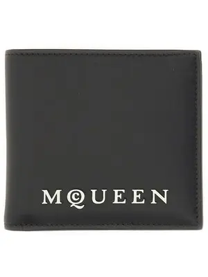 Alexander McQueen Bifold Wallet With Logo - Black