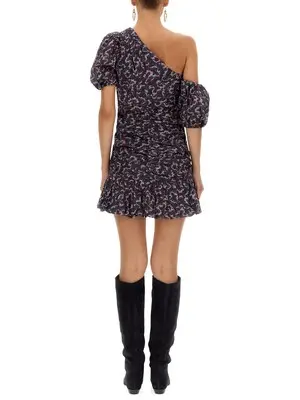 MARANT ETOILE Lecia One-shoulder Ruffled Dress - Black