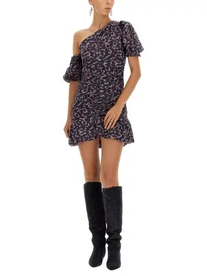 MARANT ETOILE Lecia One-shoulder Ruffled Dress - Black