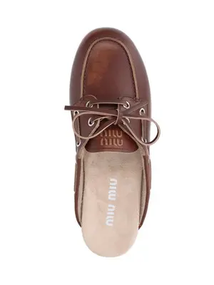 Miu Miu Calf Leather Mules - Brown