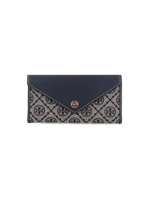 Tory Burch Trifold Wallet "t Monogram - Blue