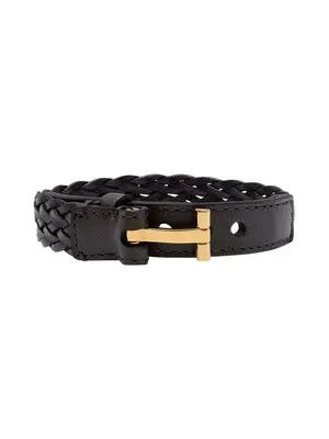 TOM FORD Braided Leather Bracelet - Black