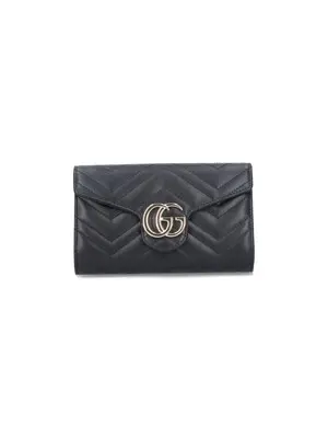 Gucci Wallet With Chain "gg Marmont - Black